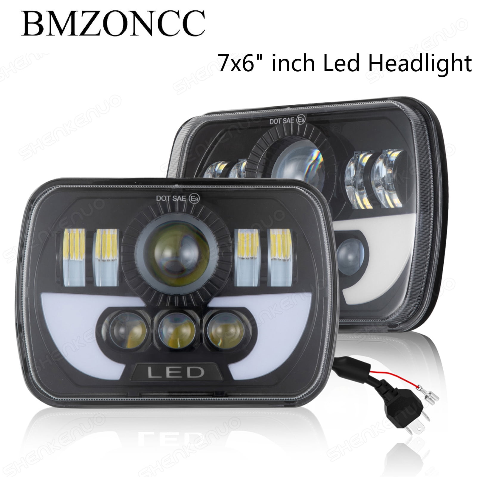 Pair 5x7 inch LED Headlights Hi/Lo Beam For Dodge D150 D250 D350 Ram 50 ...