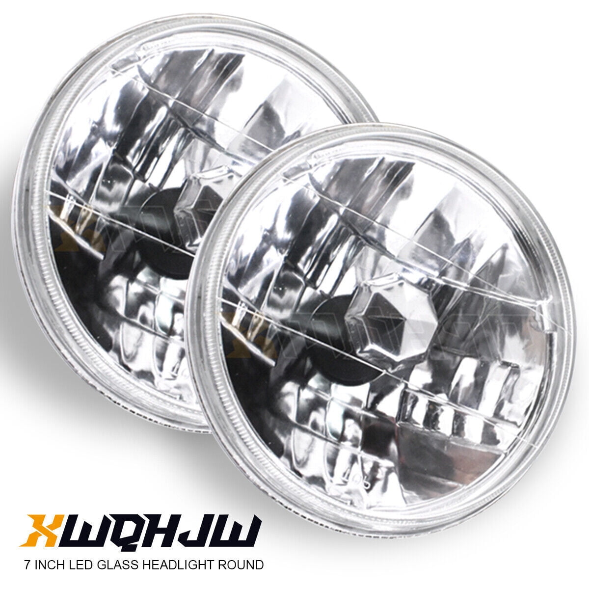 Pair 7" Inch Round Headlights Housing Hi/Lo Beam For Chevy Truck Camaro ...