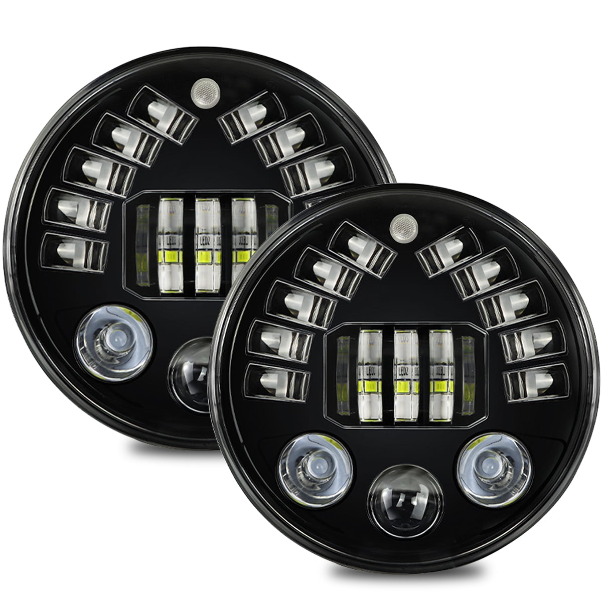 Pair 7 Inch Round LED Halo Headlights Turn Signal For Chevy Camaro ...