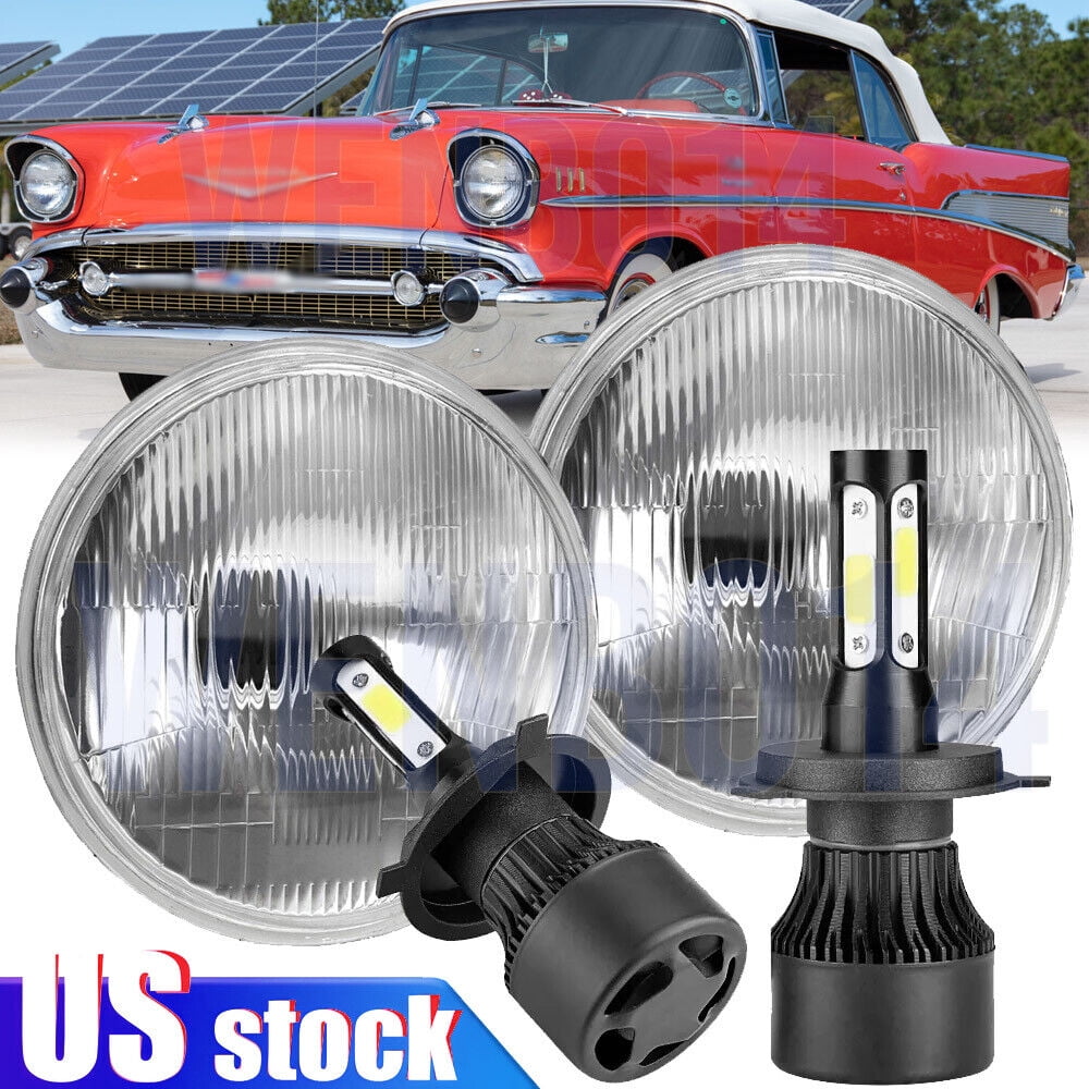 Pair 7" Inch Round LED Headlights Hi/LO Sealed Beam for Chevy Bel Air ...