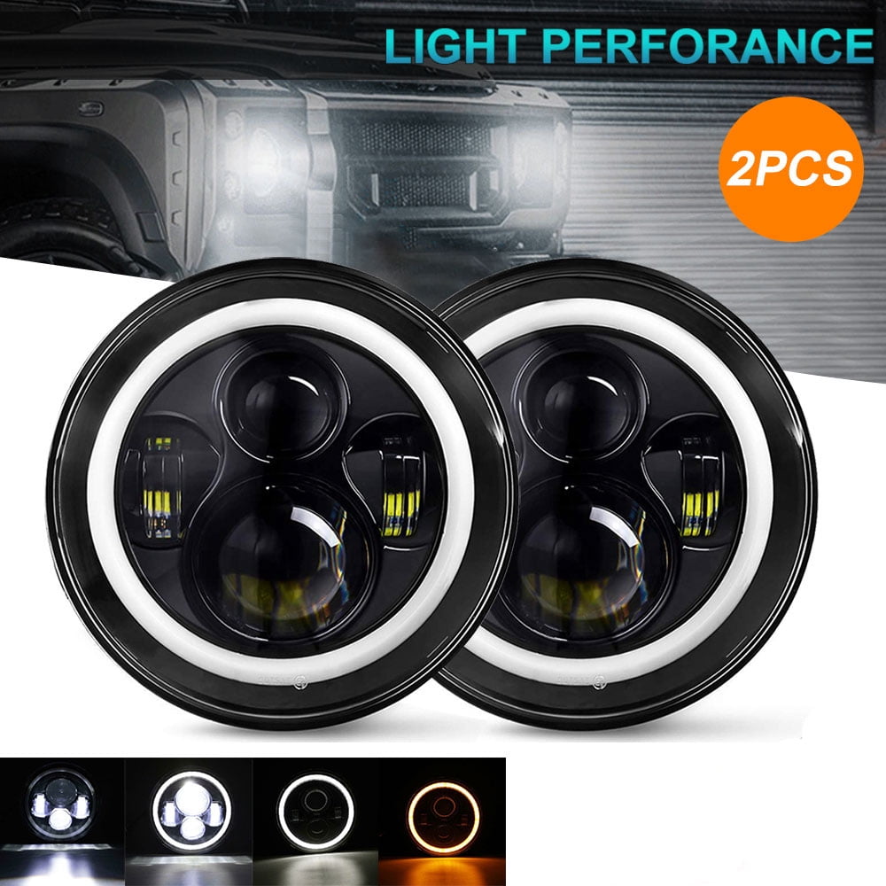 Pair 7" LED Headlight Round High/Low Sealed Fit For Freightliner ...