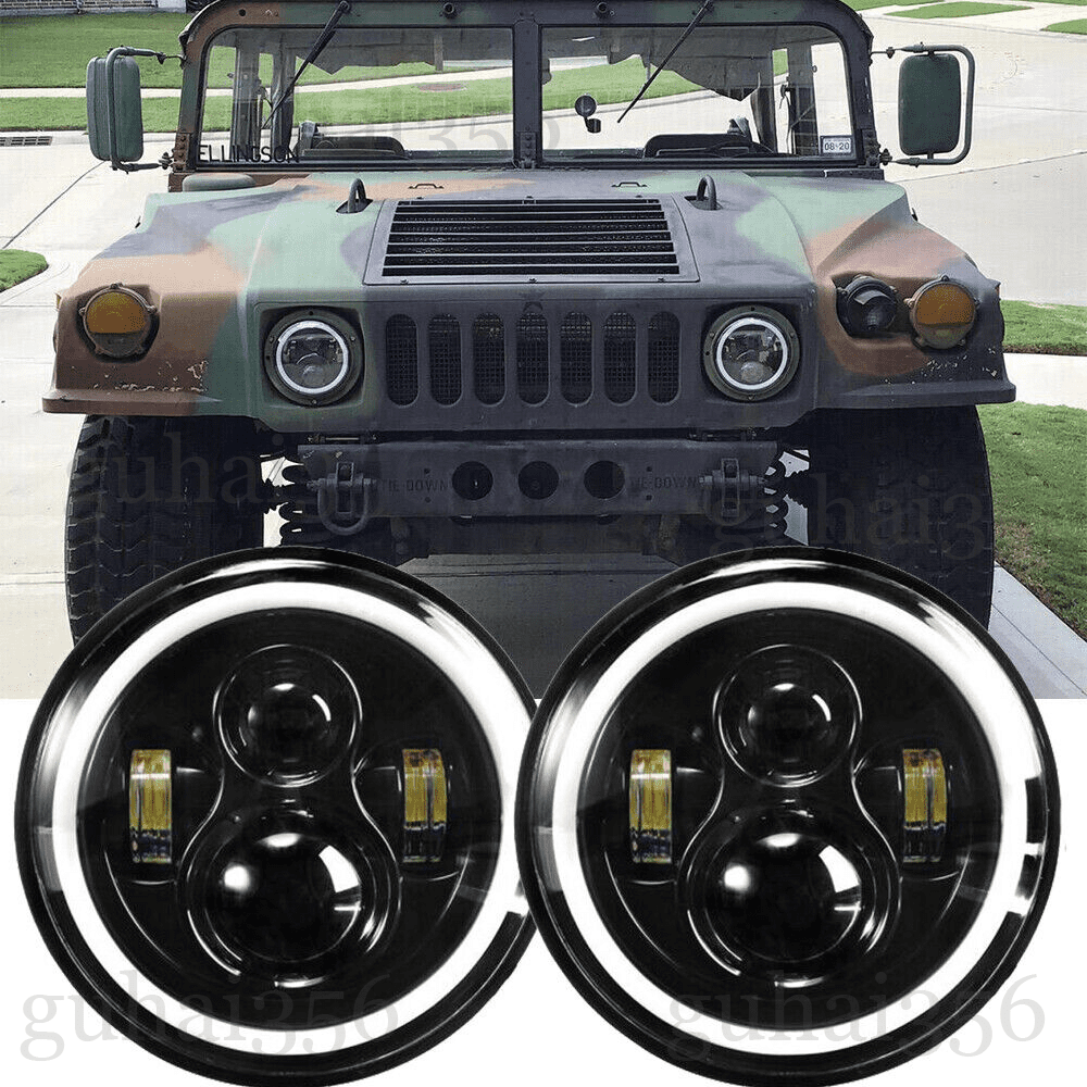 Pair 7" LED Headlights Fit Hummer Humvee m998 LMTV BMY M1045 M1078 M925 ...