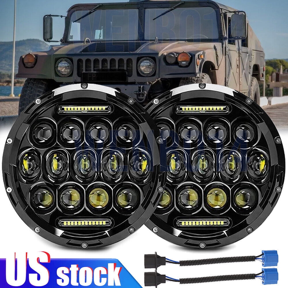 Pair 7" LED Headlights For Hummer Humvee m998 LMTV BMY M1045 M1078 M925 ...