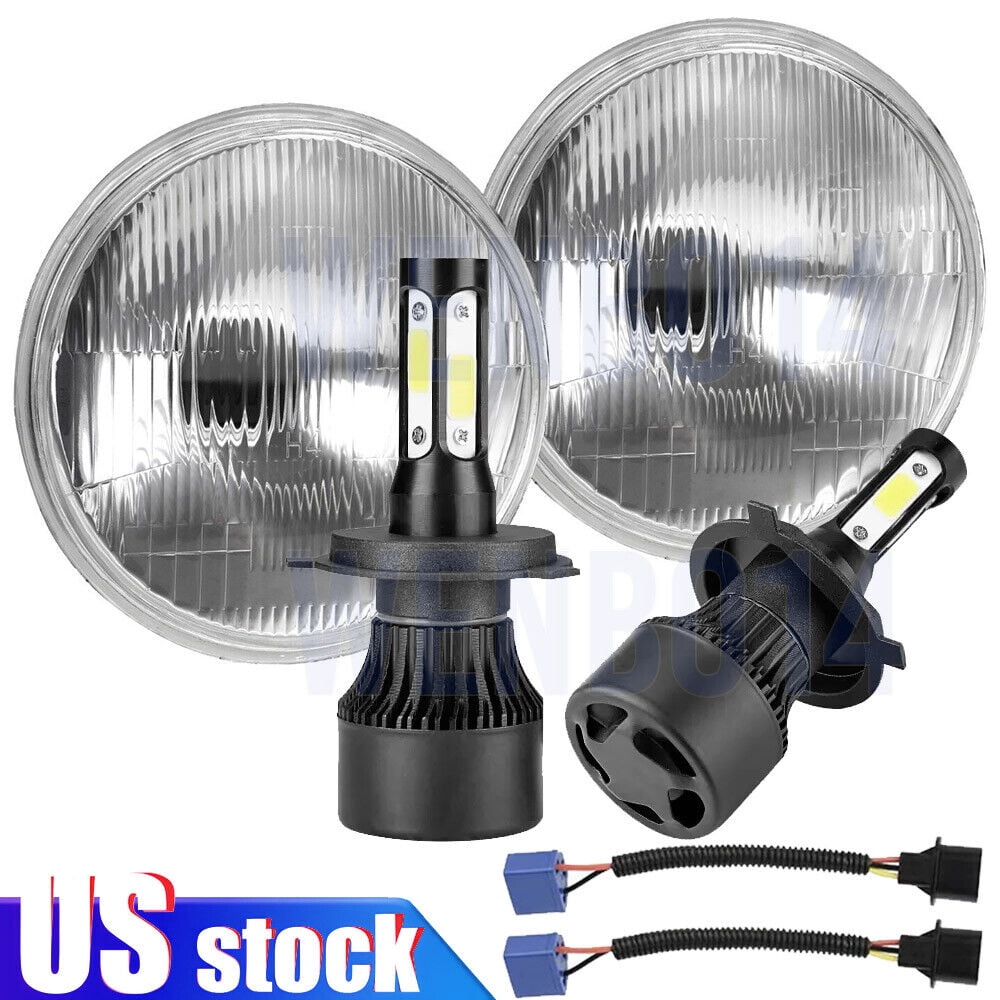 Pair 7" Round LED Headlights Hi/Lo Fit Chevy Truck 1947 1948 1949 1950 ...