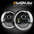 Pair 7" inch Halo LED Round Headlight High/Low Beam For 1971-1973 Chevy ...