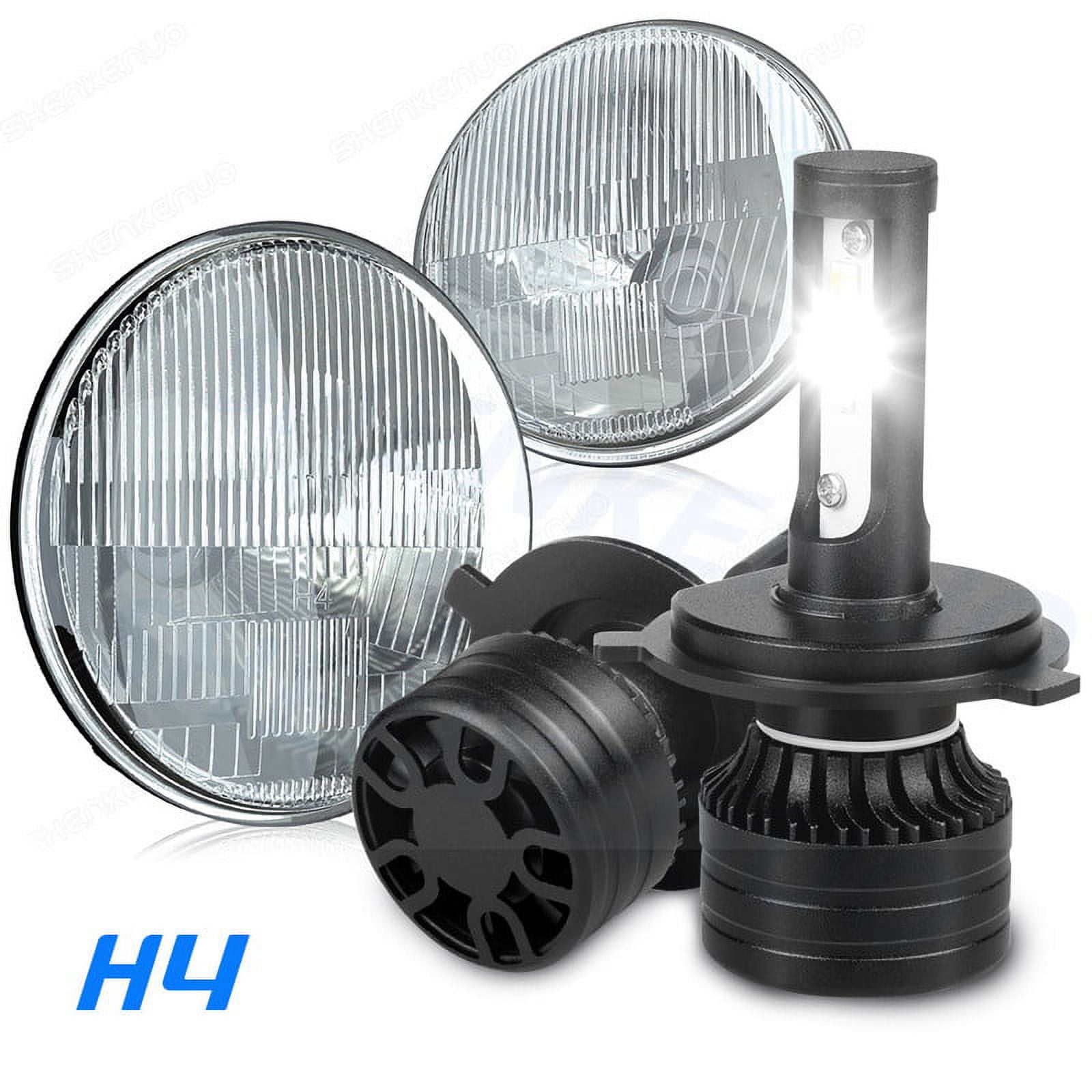 Pair 7 inch LED Round Headlights W/H4 HI/LO Beam For Freightliner ...