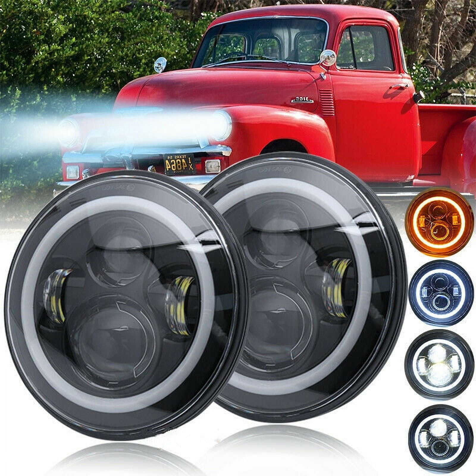 Pair 7"inch Round LED Halo Headlights High/Low DRL For Chevrolet Chevy ...