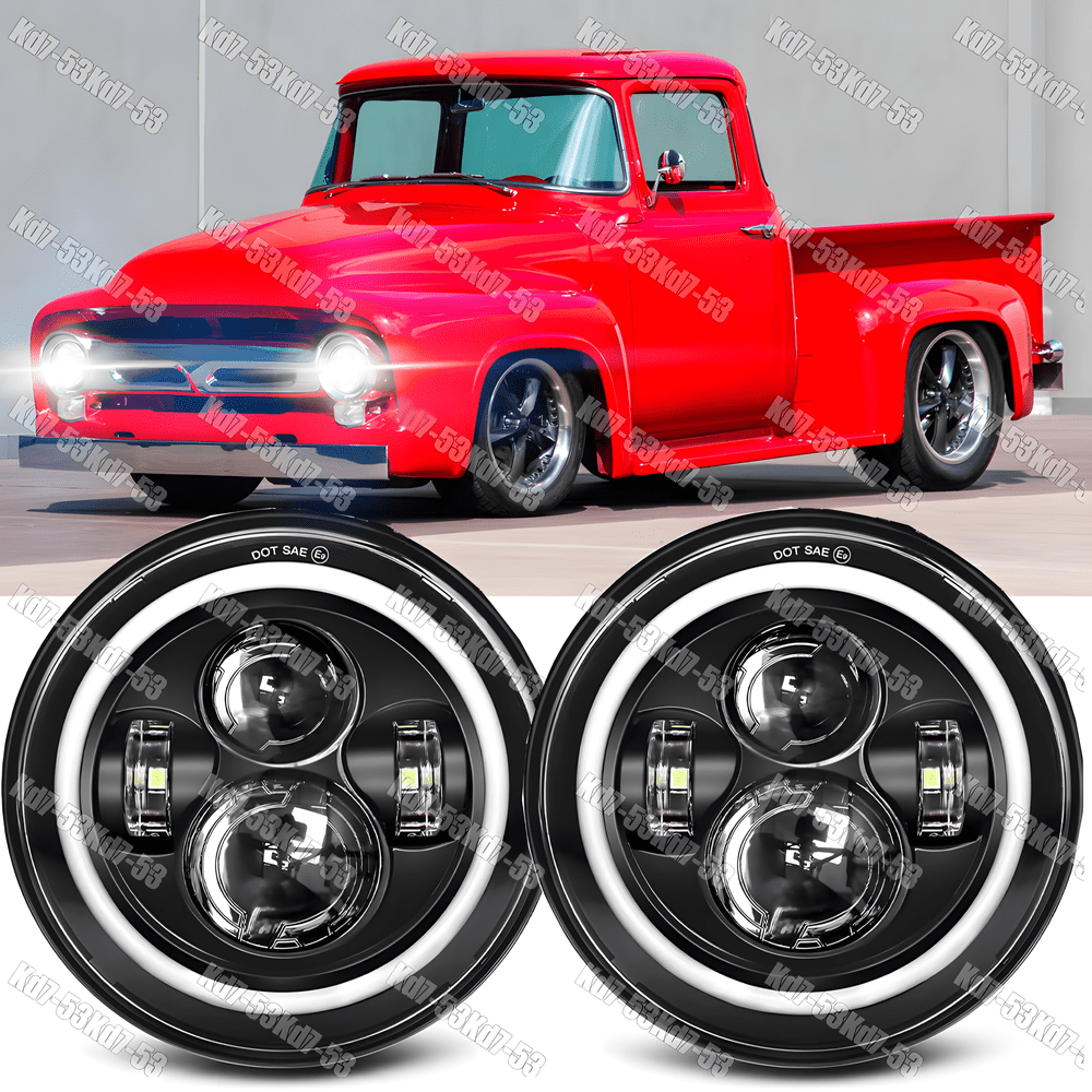 Pair 7 inch Round LED Hi/Lo Beam Headlights Newest for Ford F100 F150 ...