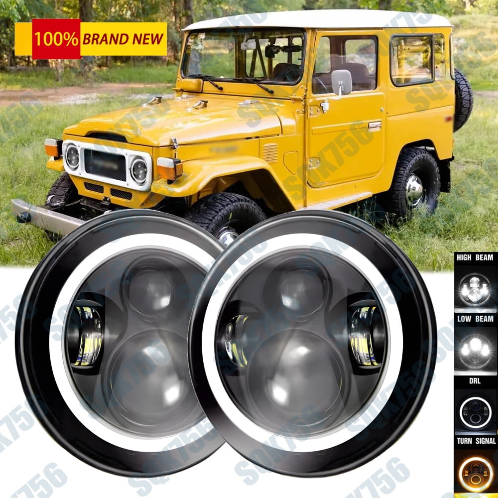 Pair 7 inch Round Led Headlights For TOYOTA LAND CRUISER FJ40 FJ60 J80 ...