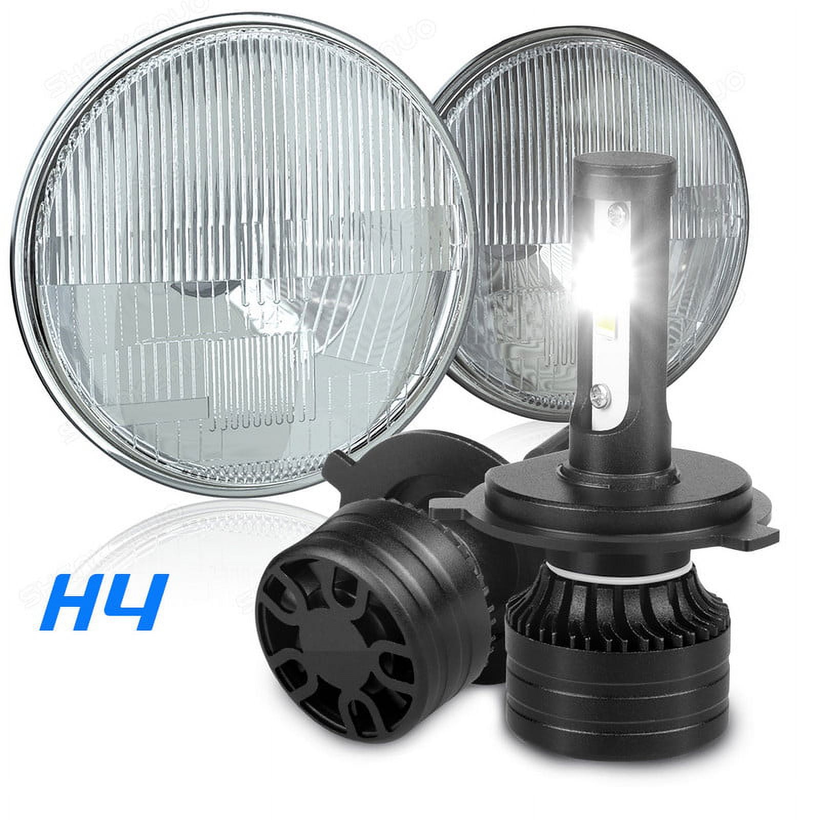 Pair 7 inch led Round Headlights HI/LO For Land Rover Defender 110 90 ...