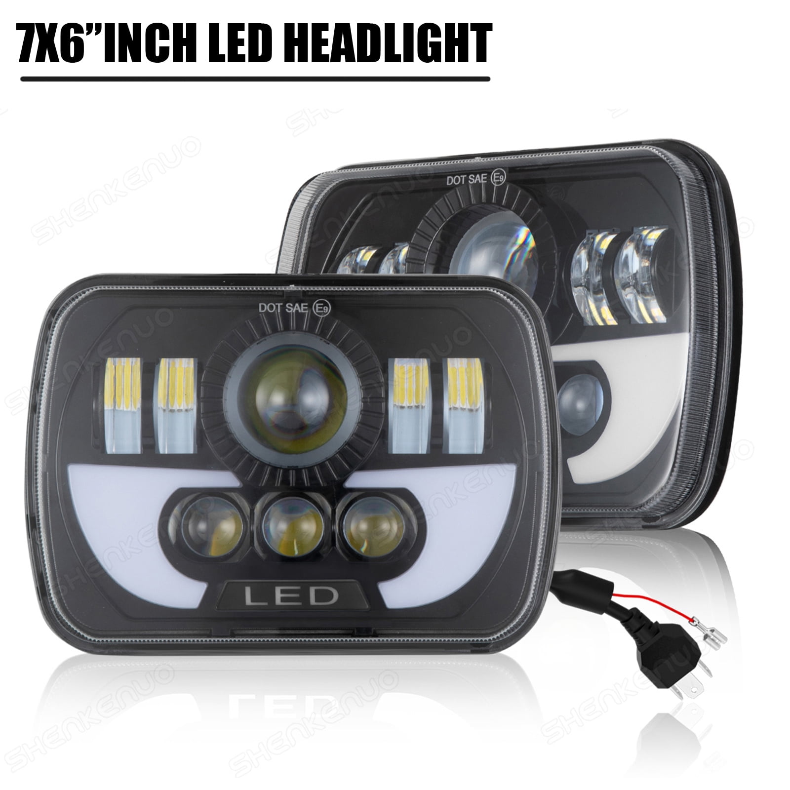 Pair 7X6" LED Headlights Hi/Lo Beam For Chevy Express Cargo Van 1500 ...