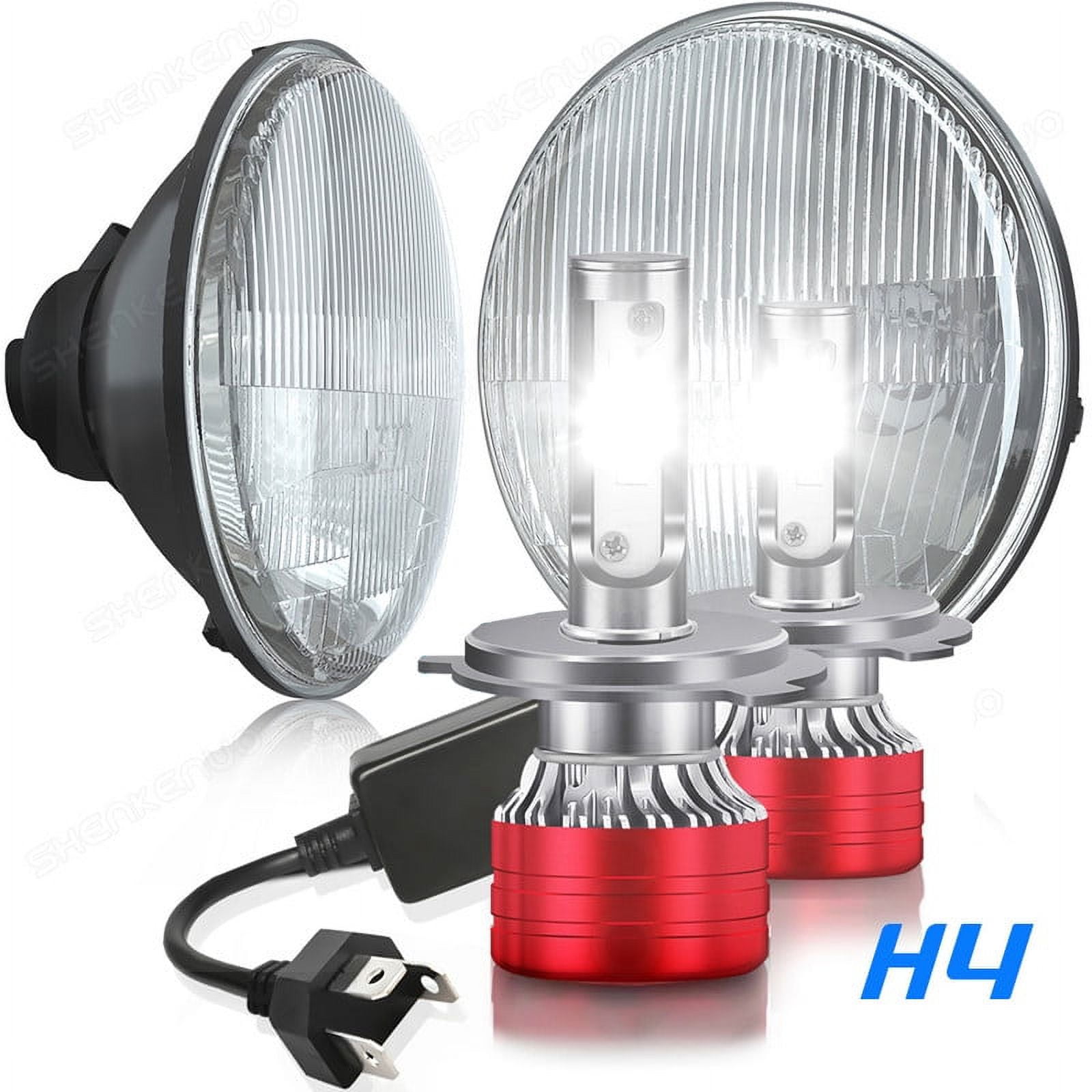 Pair 7inch Round LED Headlights With H4 Light for Chevy C10 C20 Nova ...