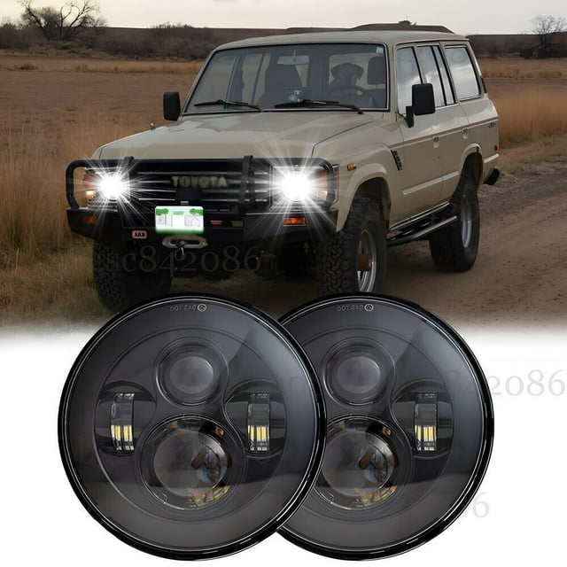 Pair 7inch Round Led Headlights For TOYOTA LAND CRUISER FJ40 FJ60 J80 ...
