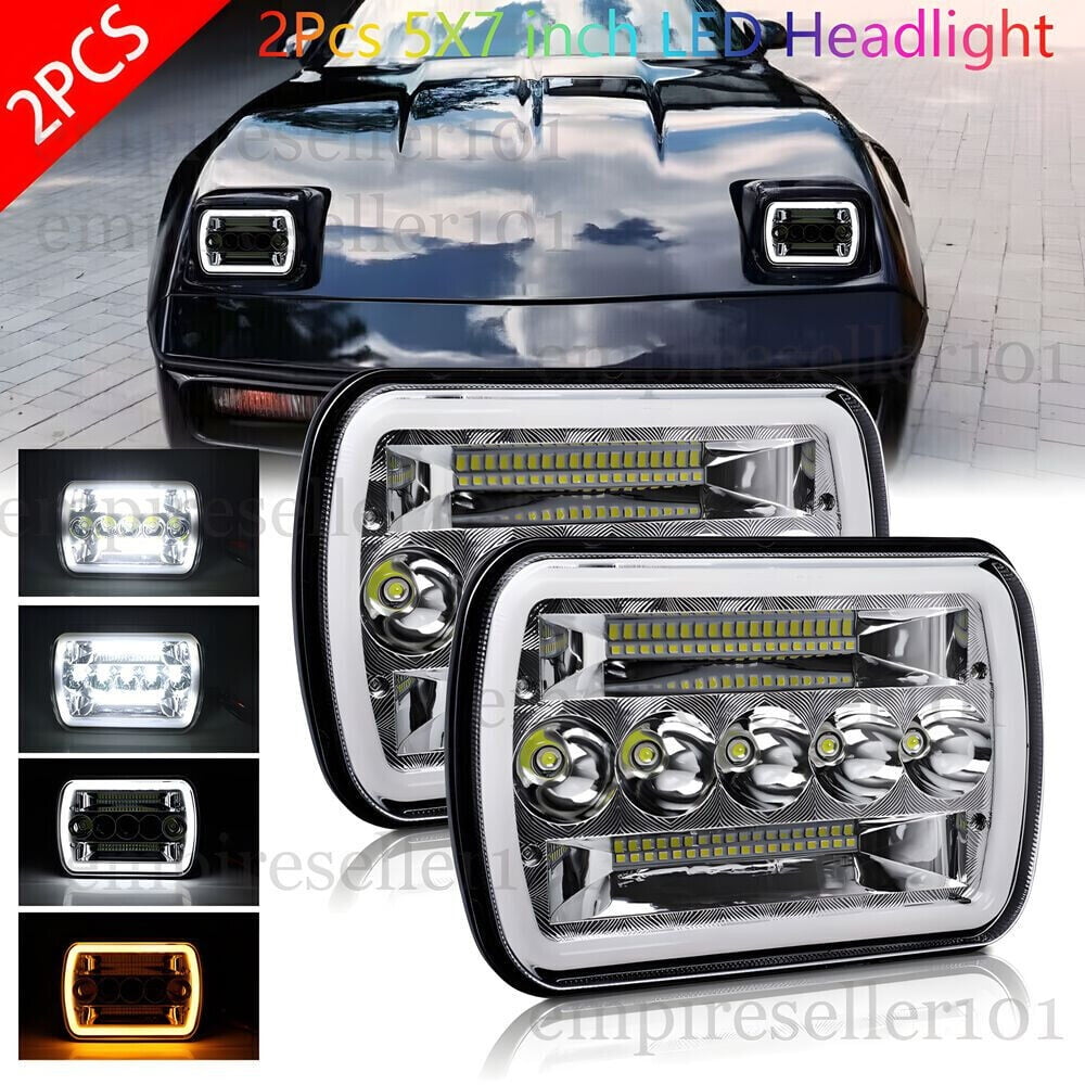 Pair 7x6'' 5x7'' LED Headlights Hi/Lo Beam DRL For Chevy Corvette C4 ...