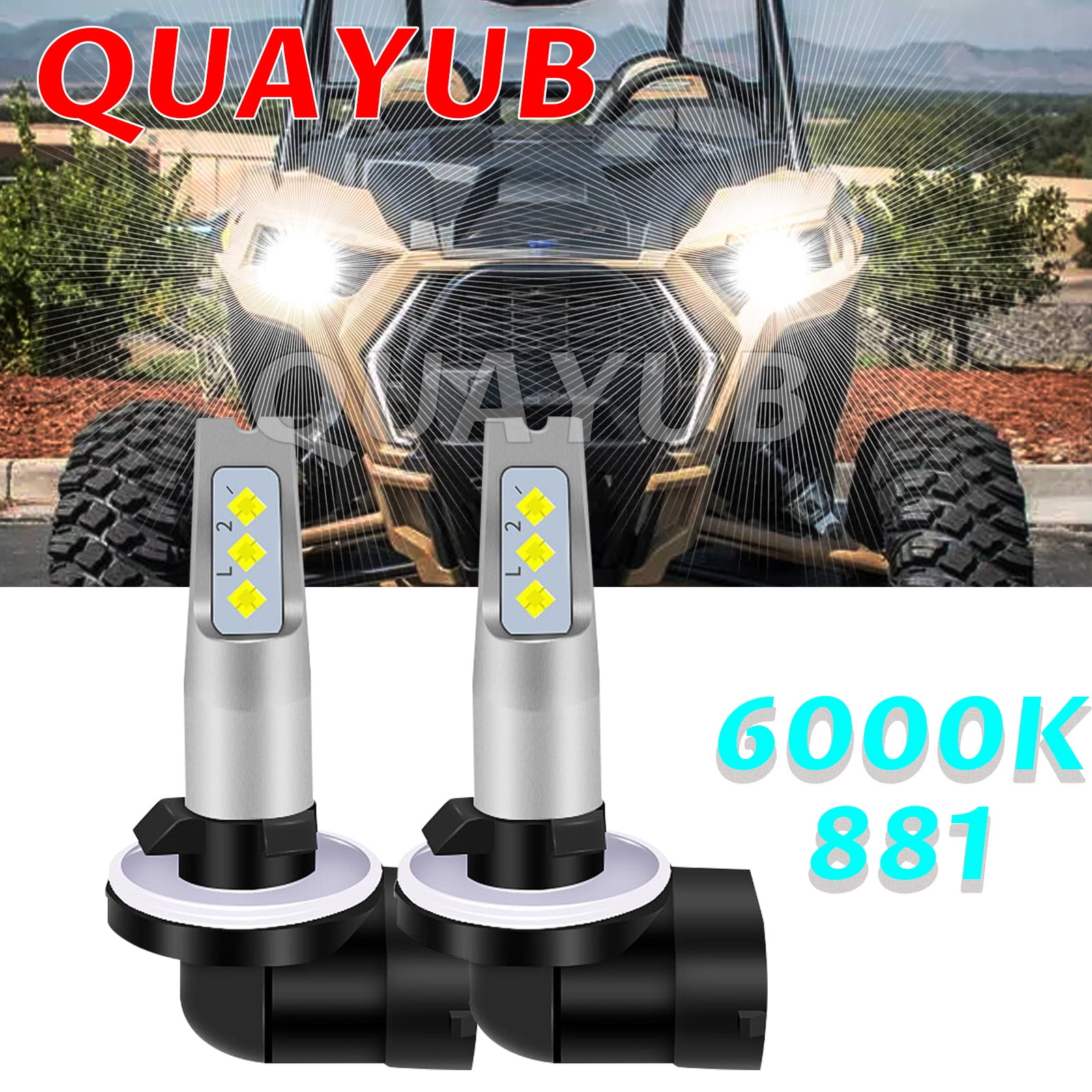 Pair 881 LED Headlight Bulbs Kit for Honda UTVs Pioneer 500 700 6000K White - Walmart.com