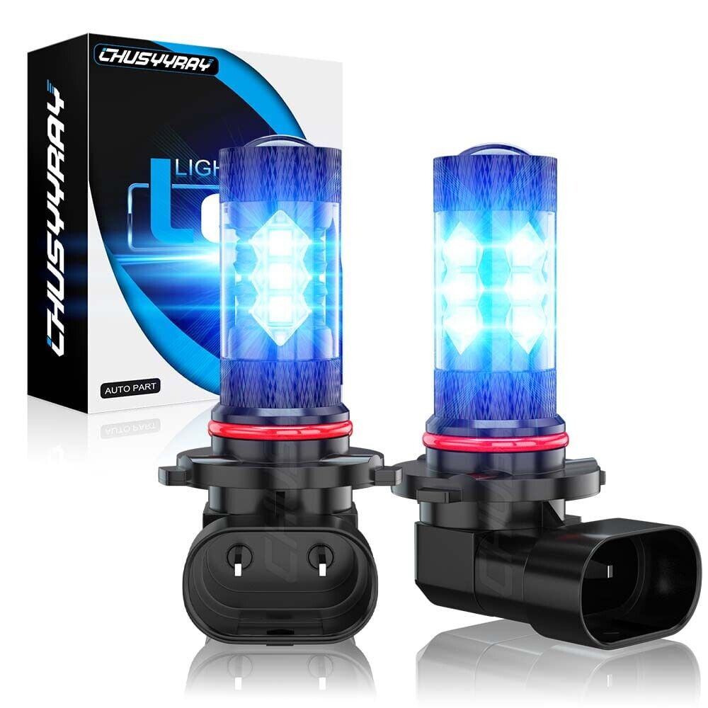 Pair 9006 H10 9005 HB3 100W 8000K Ice Blue LED Fog Light Driving Bulbs ...