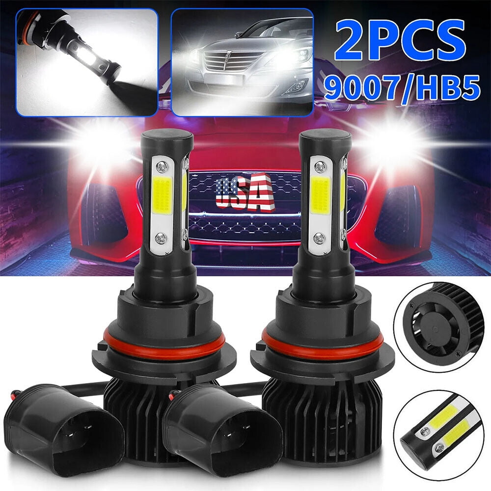Pair 9007 HB5 LED Headlights High Low Beam Bulbs 100W 80000LM 6500K ...