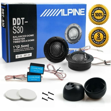 Pair Alpine DDT-S30 360W 2.5CM 1" Soft Dome Balanced Car Audio Speakers Tweeters - Walmart.com