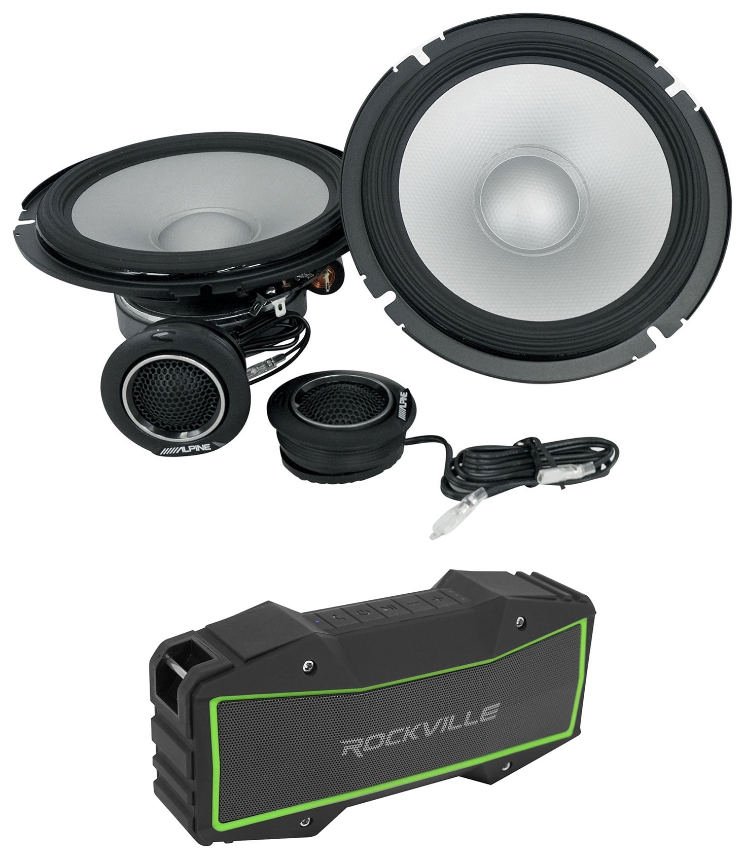 Pair Alpine S2-S65C 80w RMS 6.5" Component Car Speakers+Free Bluetooth ...