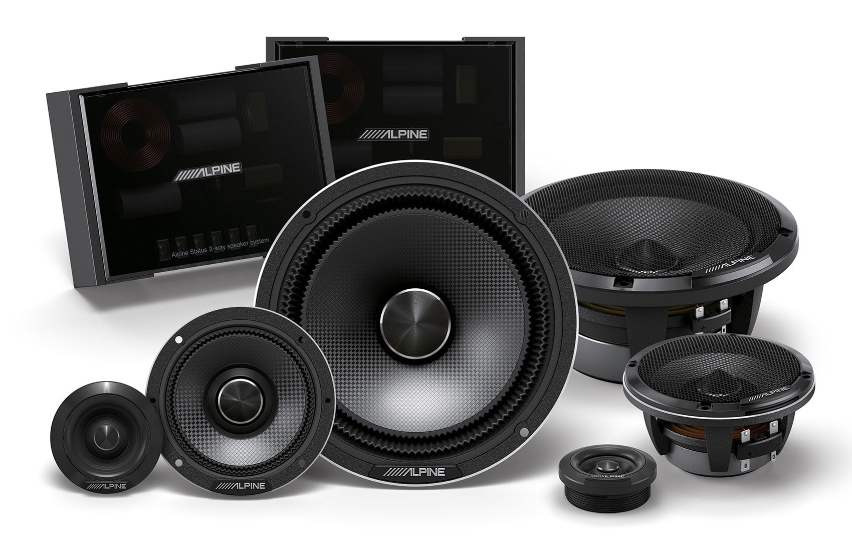 Pair Alpine Status HDZ-653S Hi-Res 6.5” 300w 3-Way Slim Car Component ...