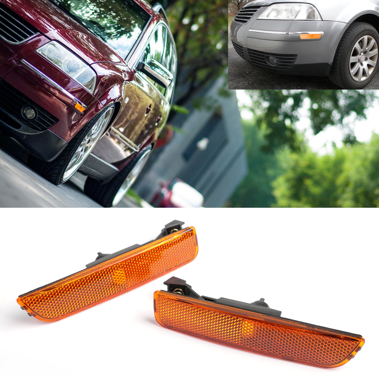 Pair Amber Front Bumper Side Marker Lights For 2001-2005 VW Passat B5.5 ...