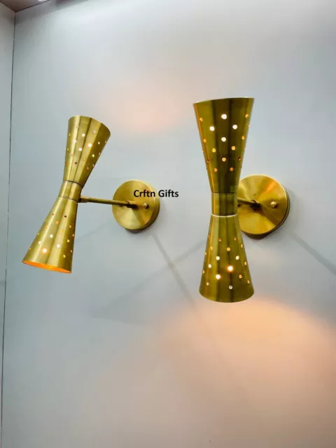 Pair Atomic 50's 60's Style mid-Century Modern Bow tie Dual Cone Wall ...