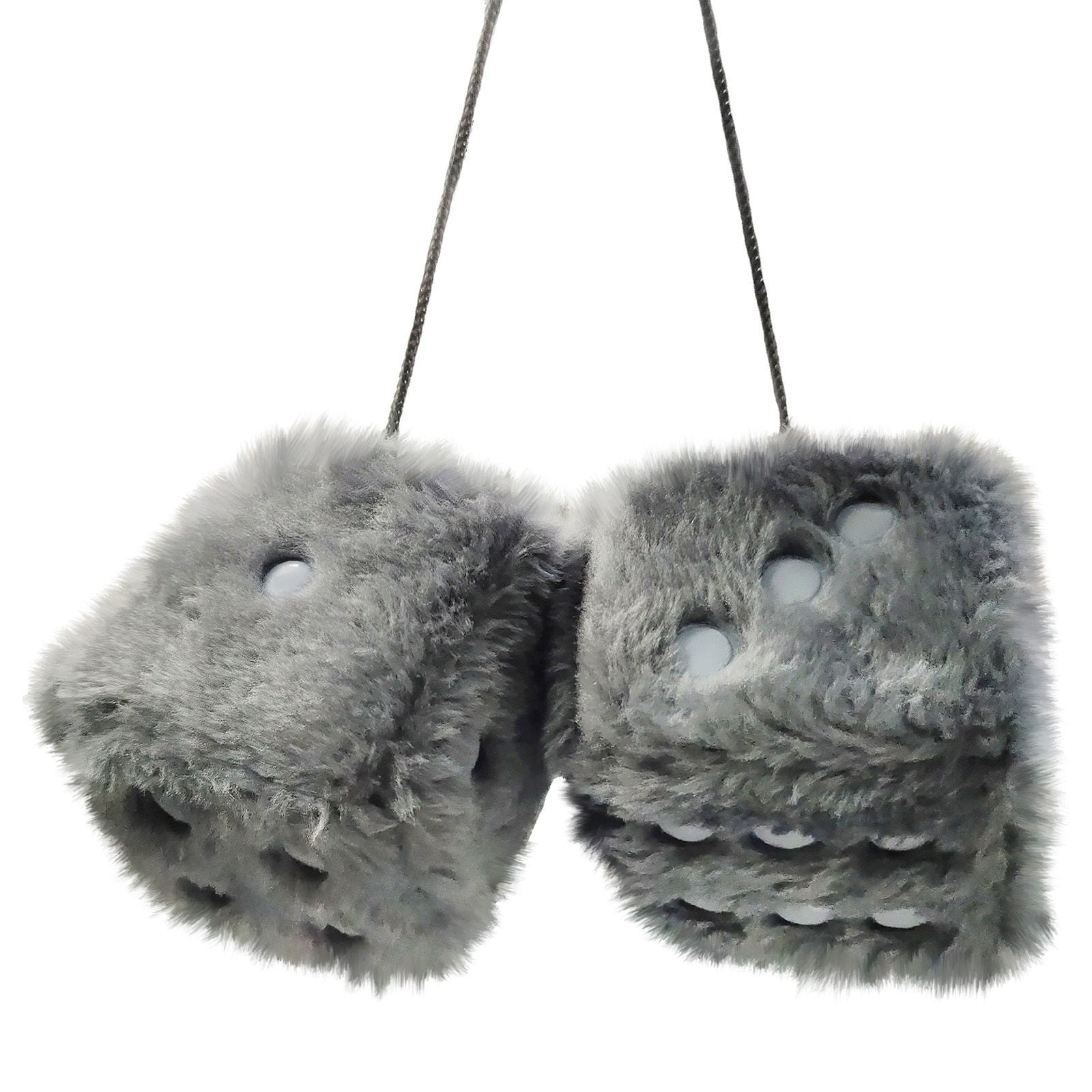 Pair Black Fuzzy Plush Dice, Retro Square Car Dice with White Dots Cute ...