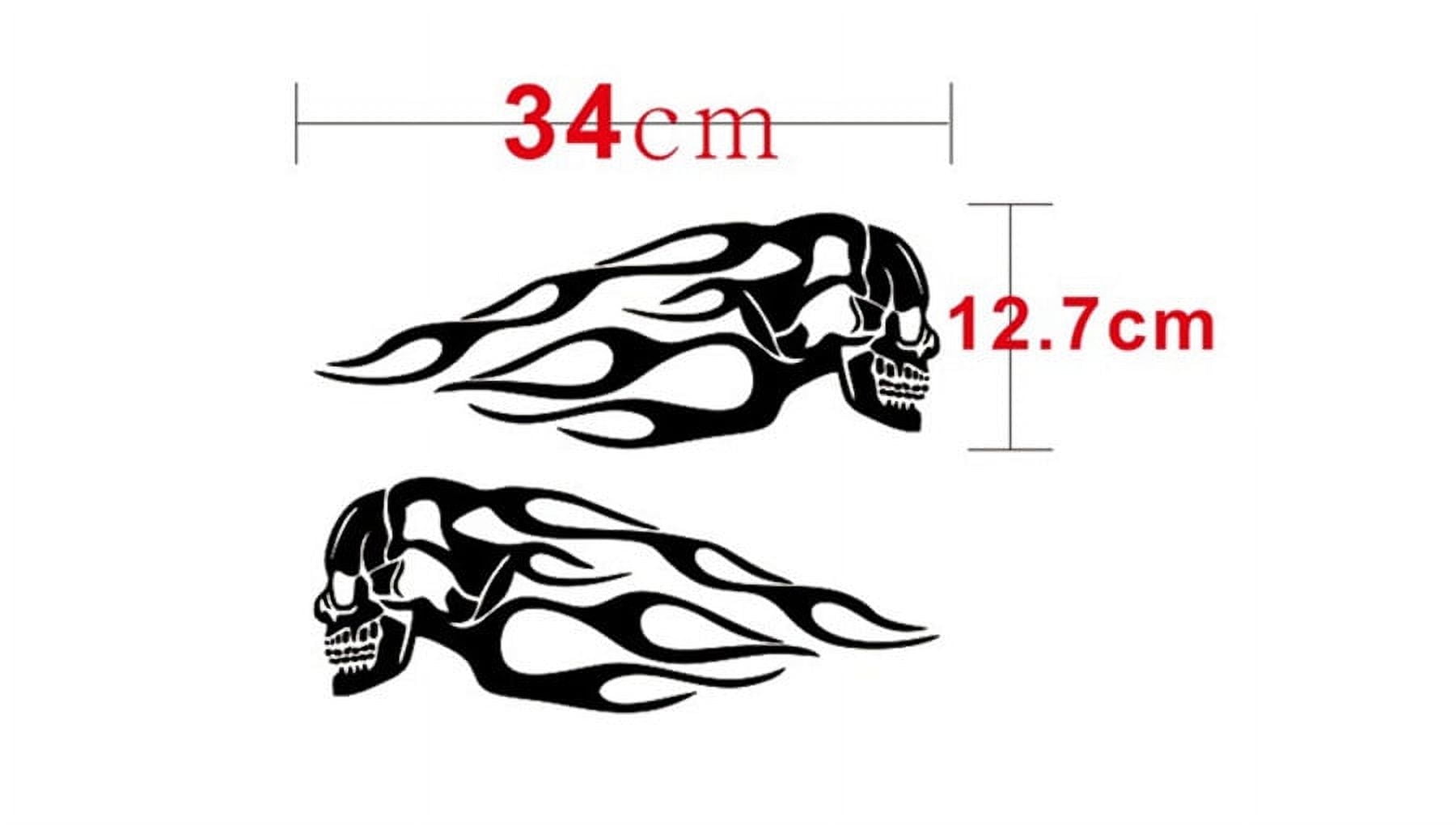 Pair Black Motorcycle Gas Tank Decal Sticker Skull Flame Stripe Style ...