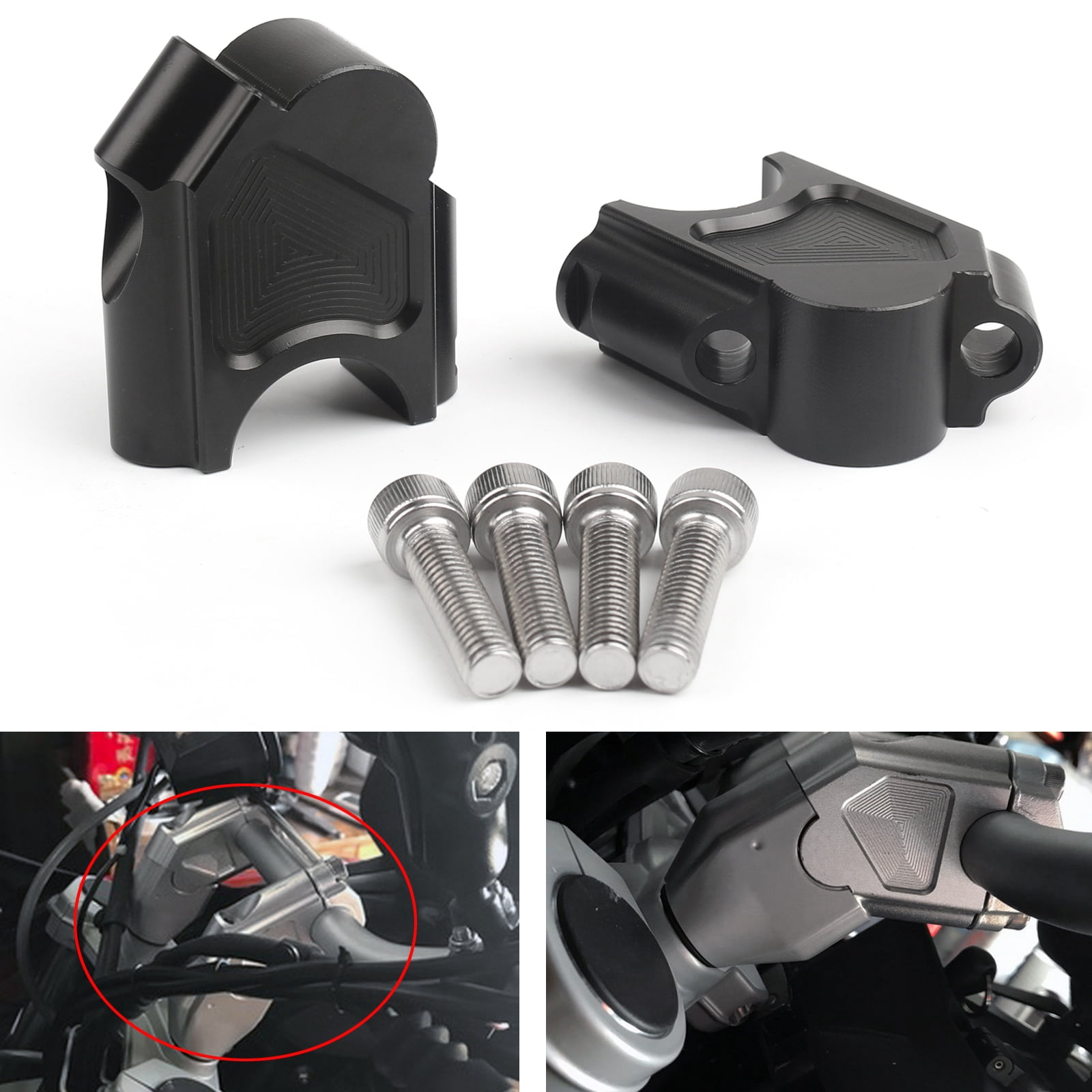 Pair Black Motorcycle Handlebar Riser Kit Moves Bar Up For BMW F800GS ...