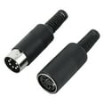Pair Black Plastic Cover DIN 7 Pin Male + Female Straight Audio Adapter ...