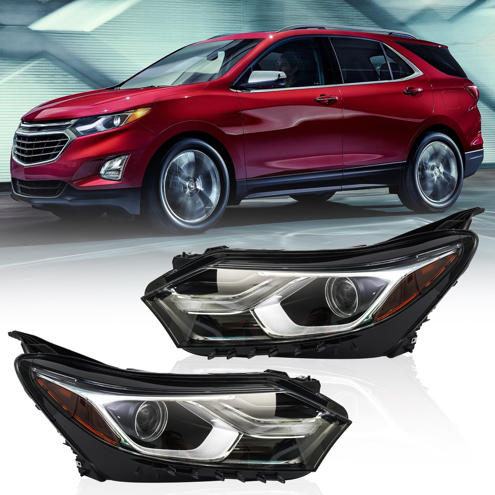 Pair Black Projector Headlights W/ LED DRL For 2018-2020 Chevy ...