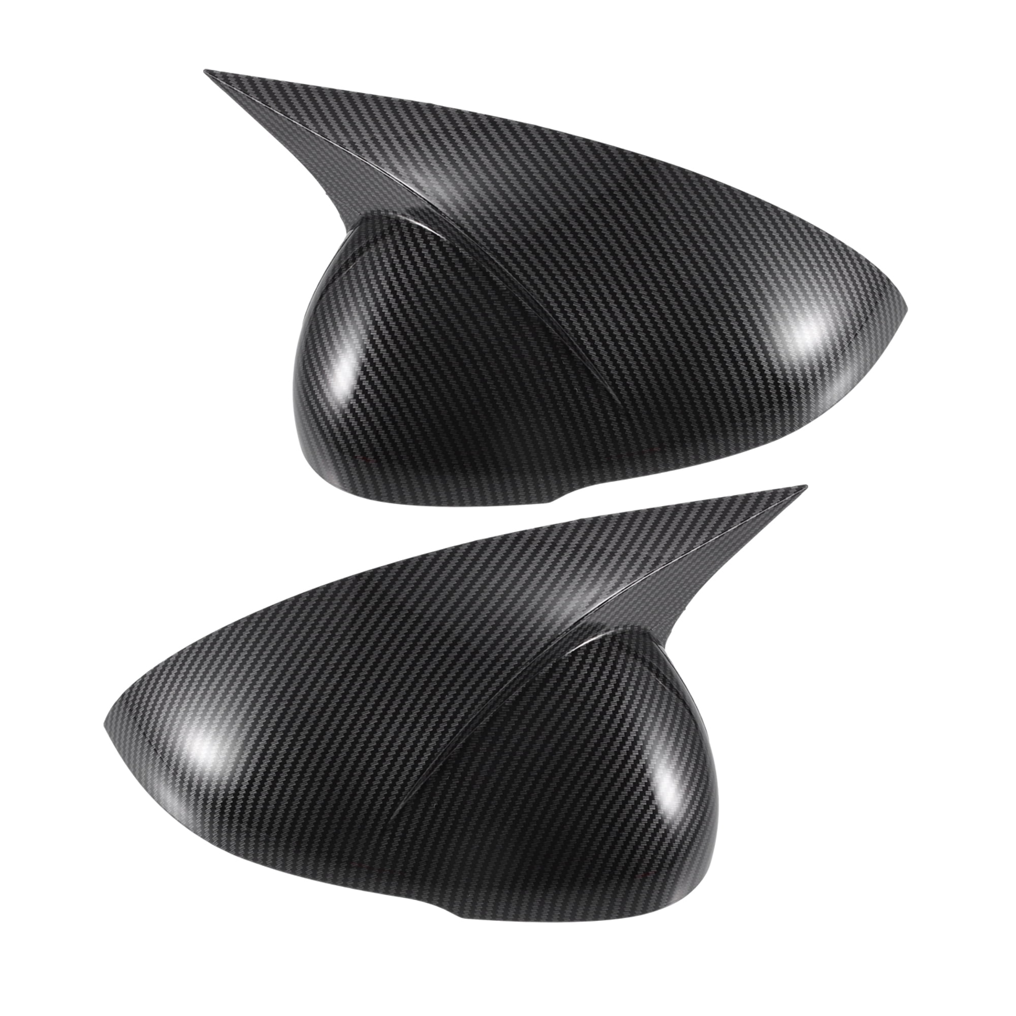 Pair Car Rear View Mirror Cover Cap Overlay Black Carbon Fiber Pattern ...