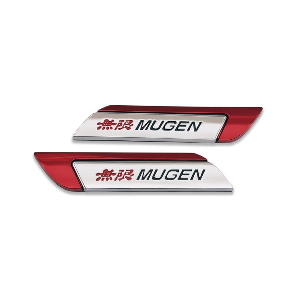 Pair Chrome Metal Mugen Logo Emblem 3D Door Fender Badge Racing Sport ...