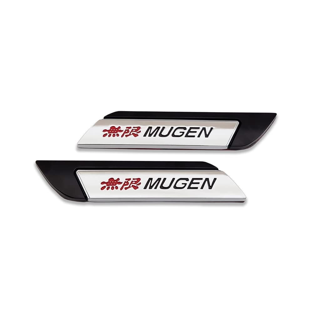Pair Chrome Metal Mugen Logo Emblem 3D Door Fender Badge Racing Sport ...