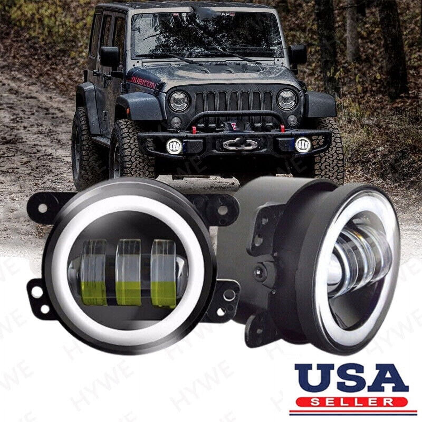 Pair DOT 4" Round LED Fog Lights Driving Lamp DRL for Jeep Wrangler JK ...
