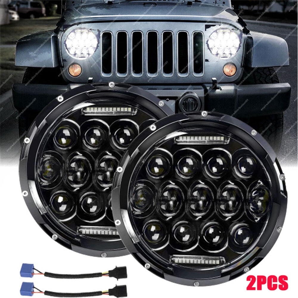 Pair DOT 7" inch LED Halo Headlight Hi/Lo Beam DRL for Jeep Wrangler JK ...