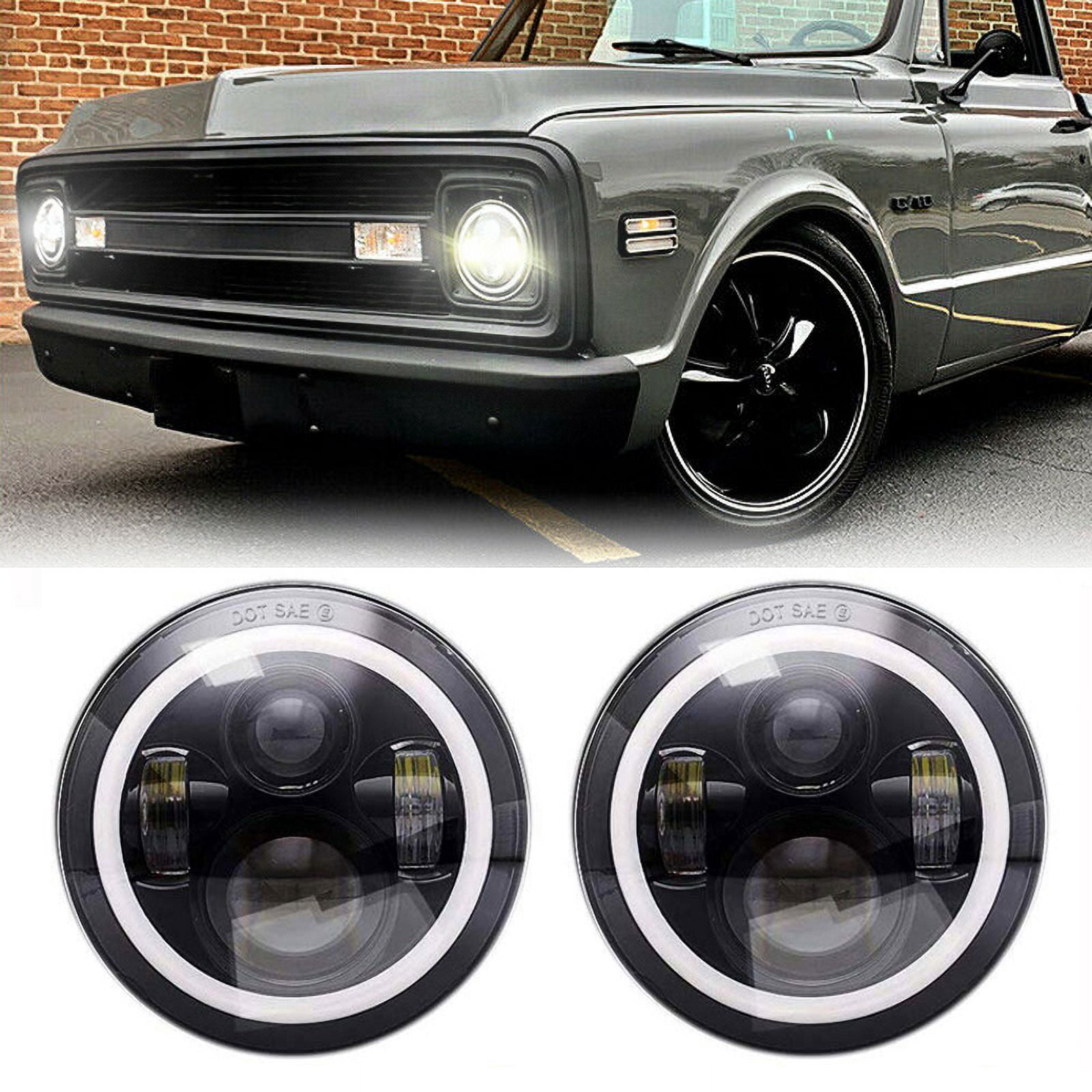 Pair DOT 7 inch Round LED Headlight High Low Beam DRL For Suzuki ...