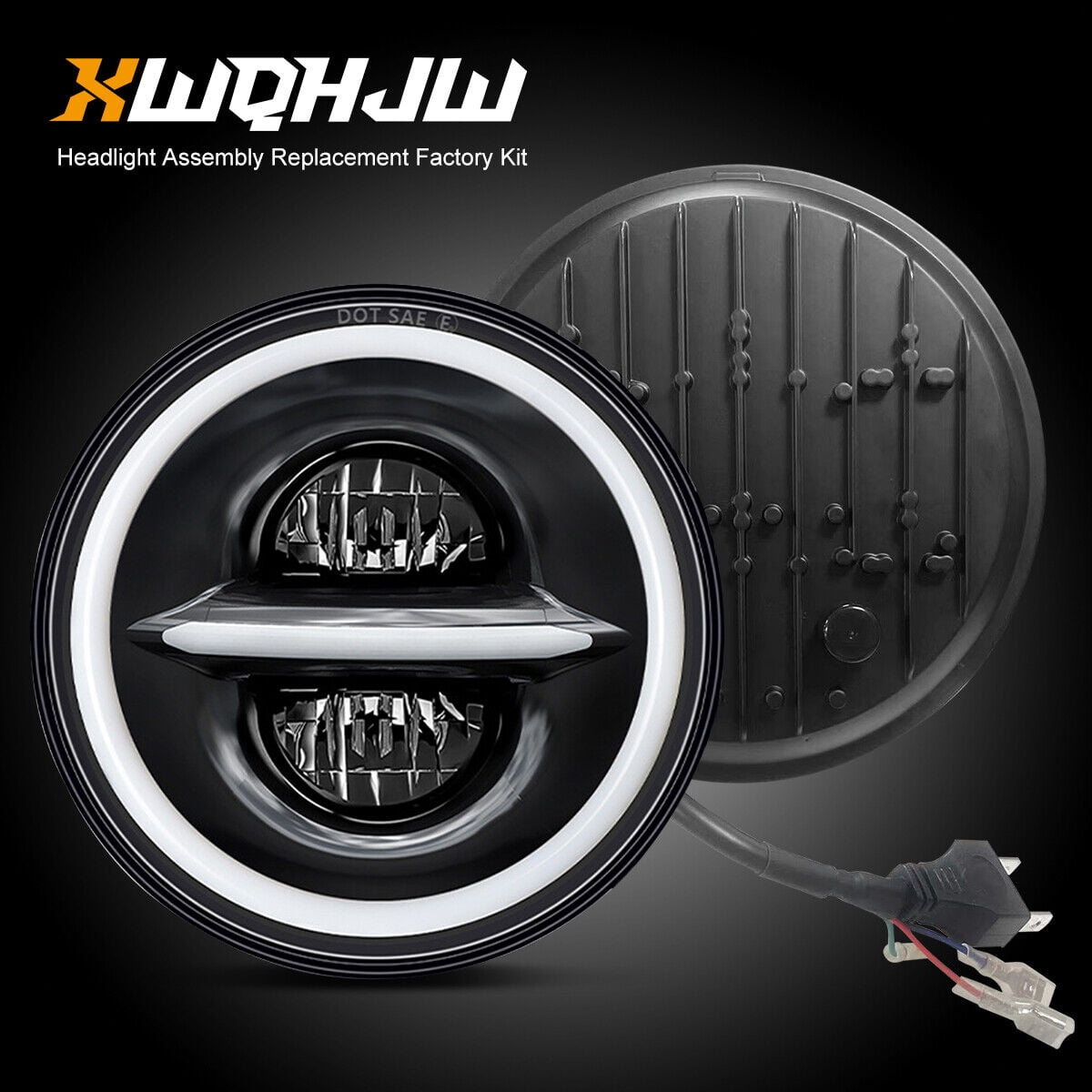 Pair DOT 7"inch Round LED Headlights Hi/Lo Beam DRL Compatible with ...