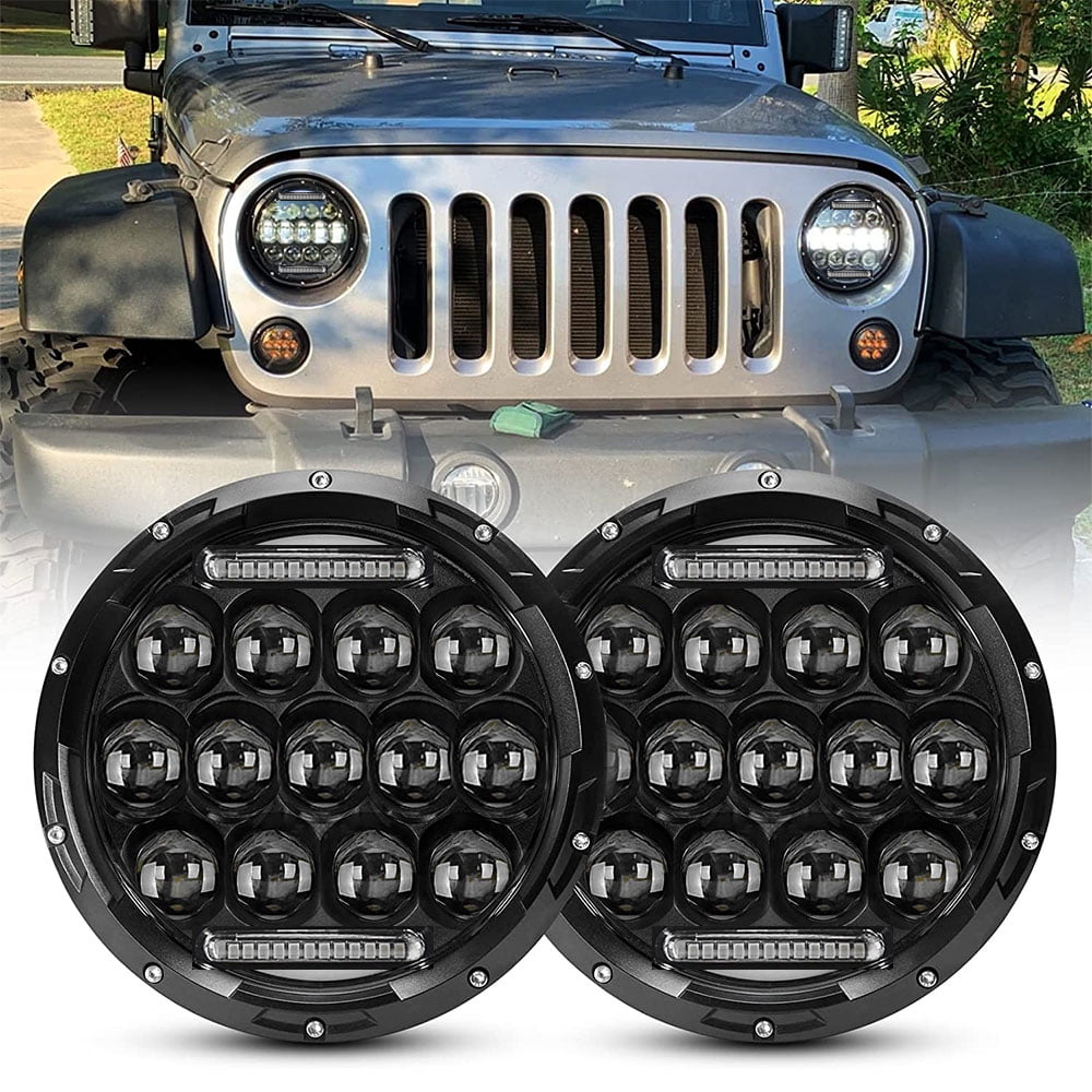 Pair Dot Approved 7 Inch LED Headlights High Low Beam Halo Angle Eyes ...