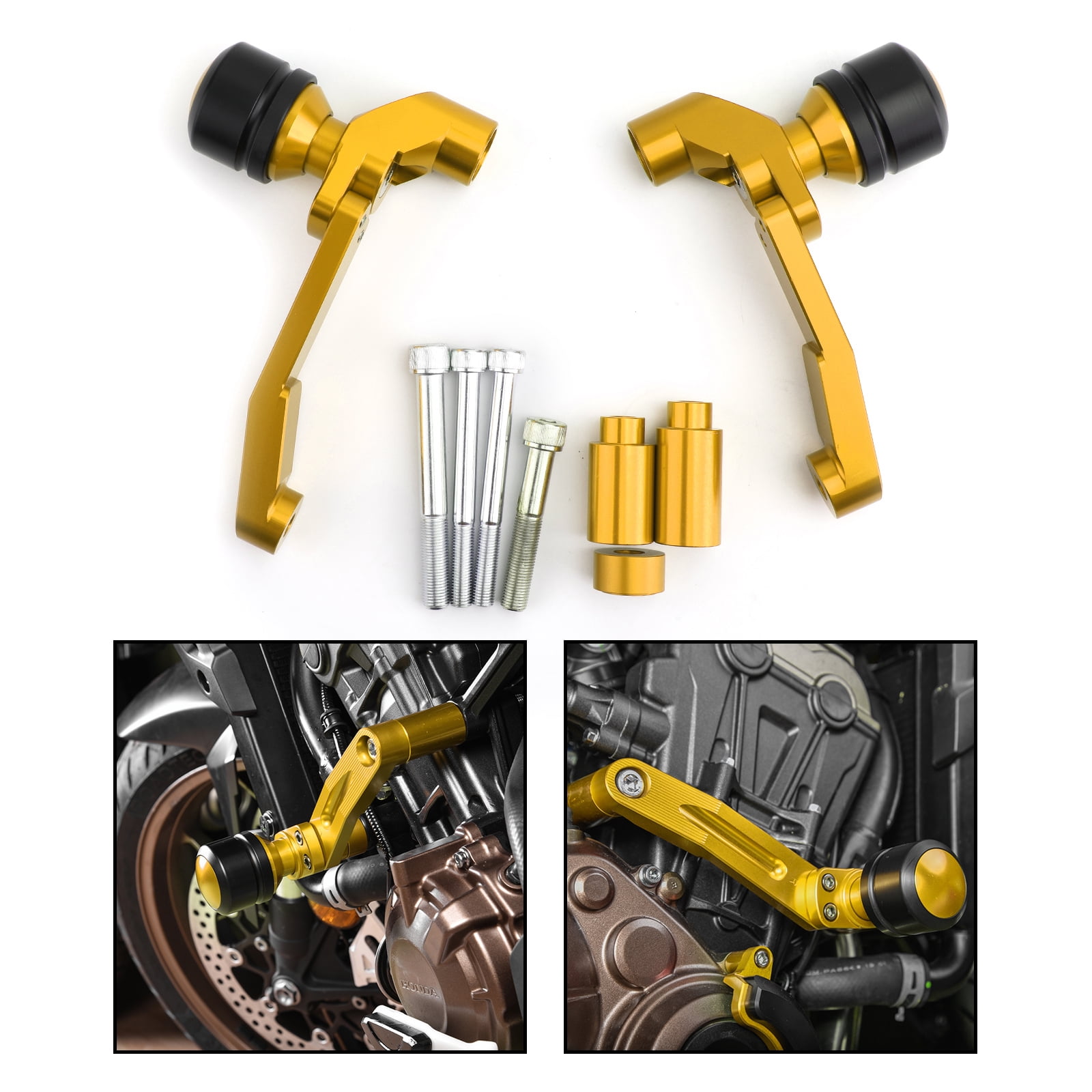 Pair Engine Frame Sliders Crash Protectors Gold for Honda CB650R 2019 ...