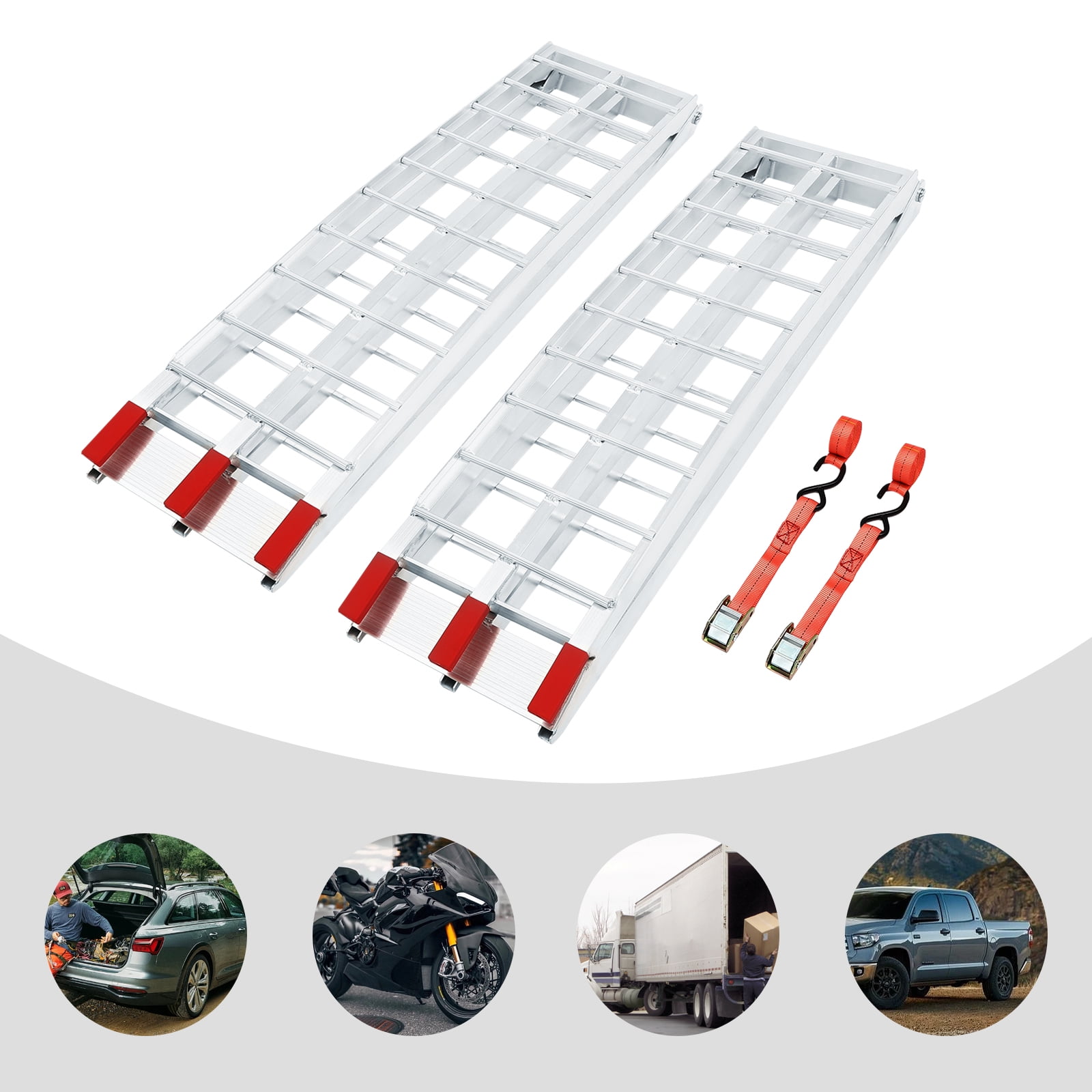 Pair Folding Aluminum Loading Ramps Trailer Ramps Motorcycle ATV UTV ...