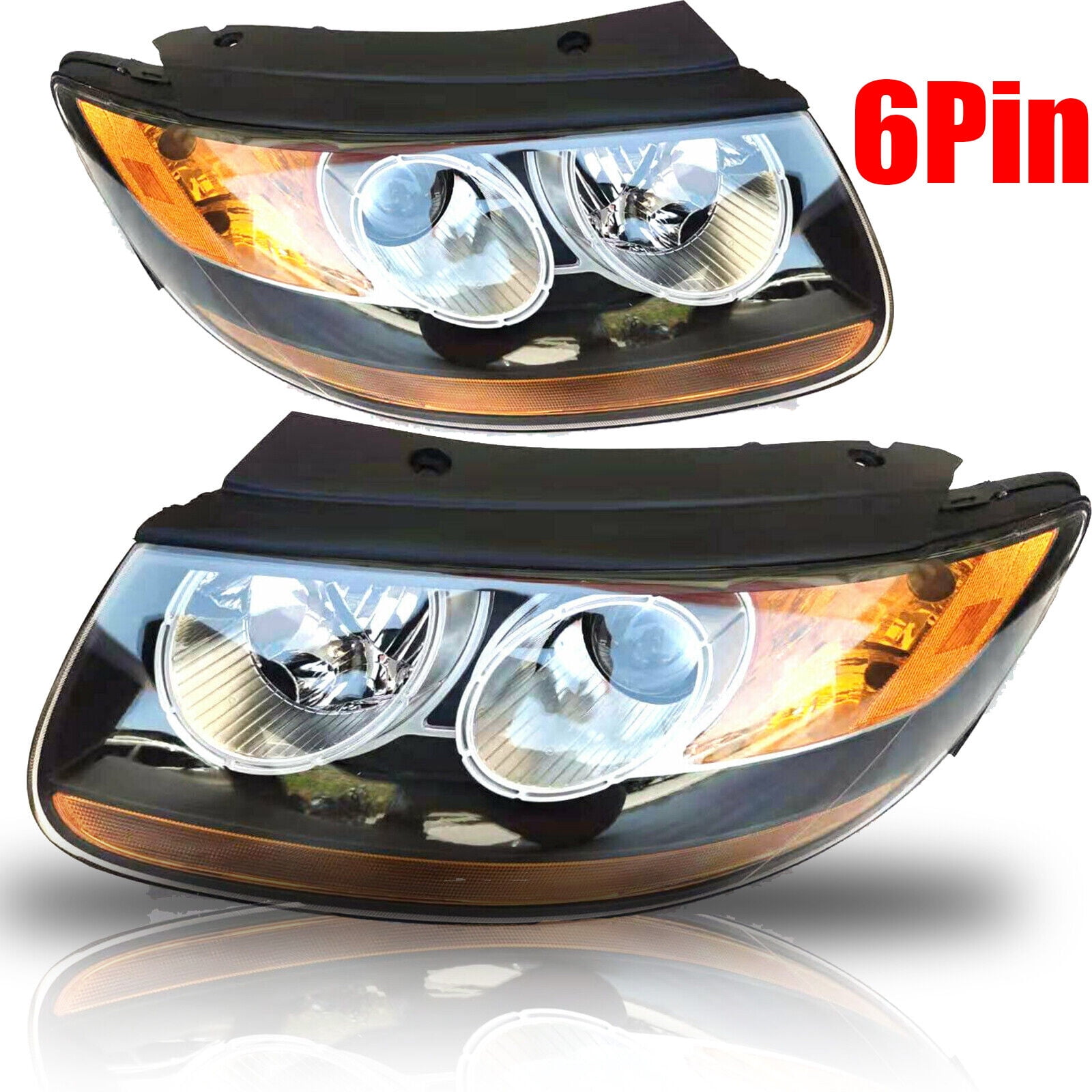 Pair For 2007 2008 2009 2010 2011 2012 Hyundai Santa Fe Left + Right Parking Headlights Head ...