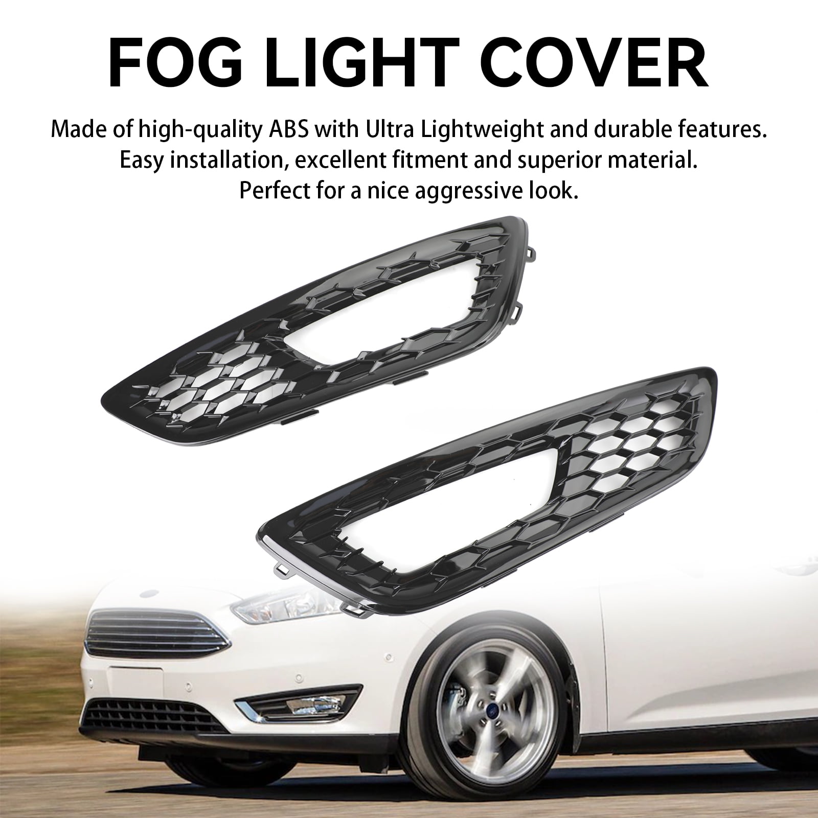 Pair Front Bumper Fog Light Lamp Cover Bezel Grill Fit for Ford Focus ...