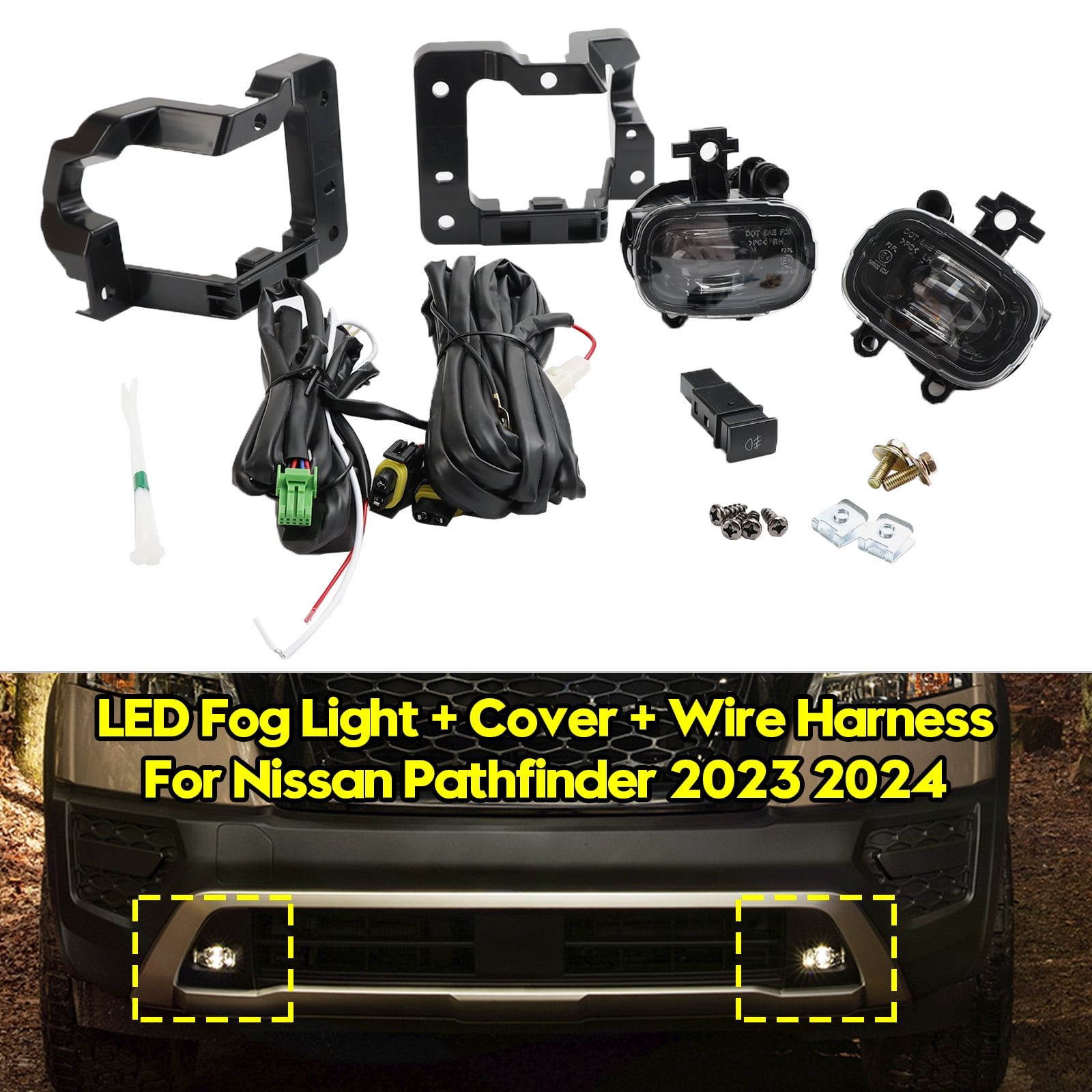 Pair Front Bumper LED Fog Light Kit W/DOT SAE For Nissan Pathfinder ...