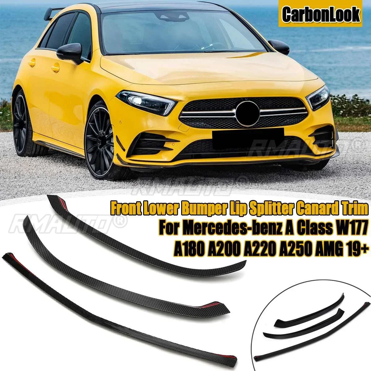 Pair Front Lower Bumper Lip Canard Trim For Mercedes-benz A Class W177 ...