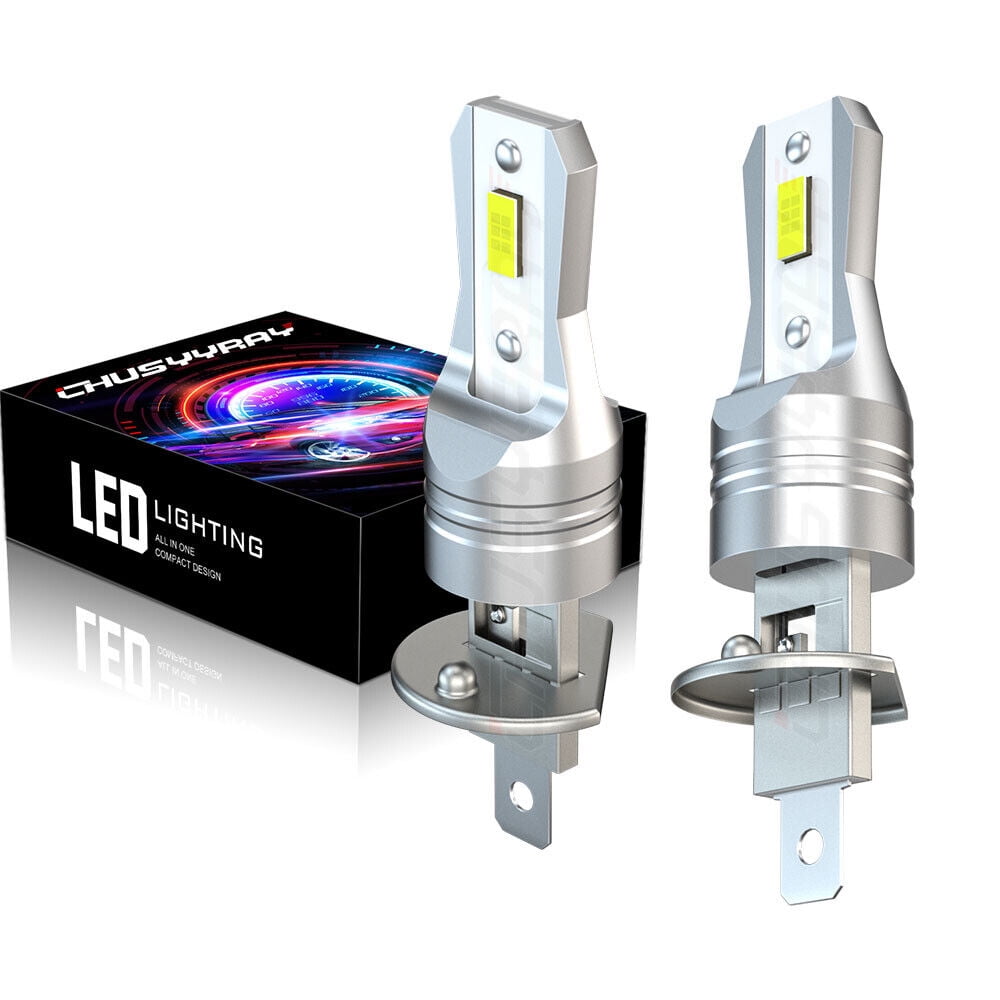 Pair H1 LED Headlights Kit 6000K H1 High/Low Beam H1 Plug&Play Xenon ...