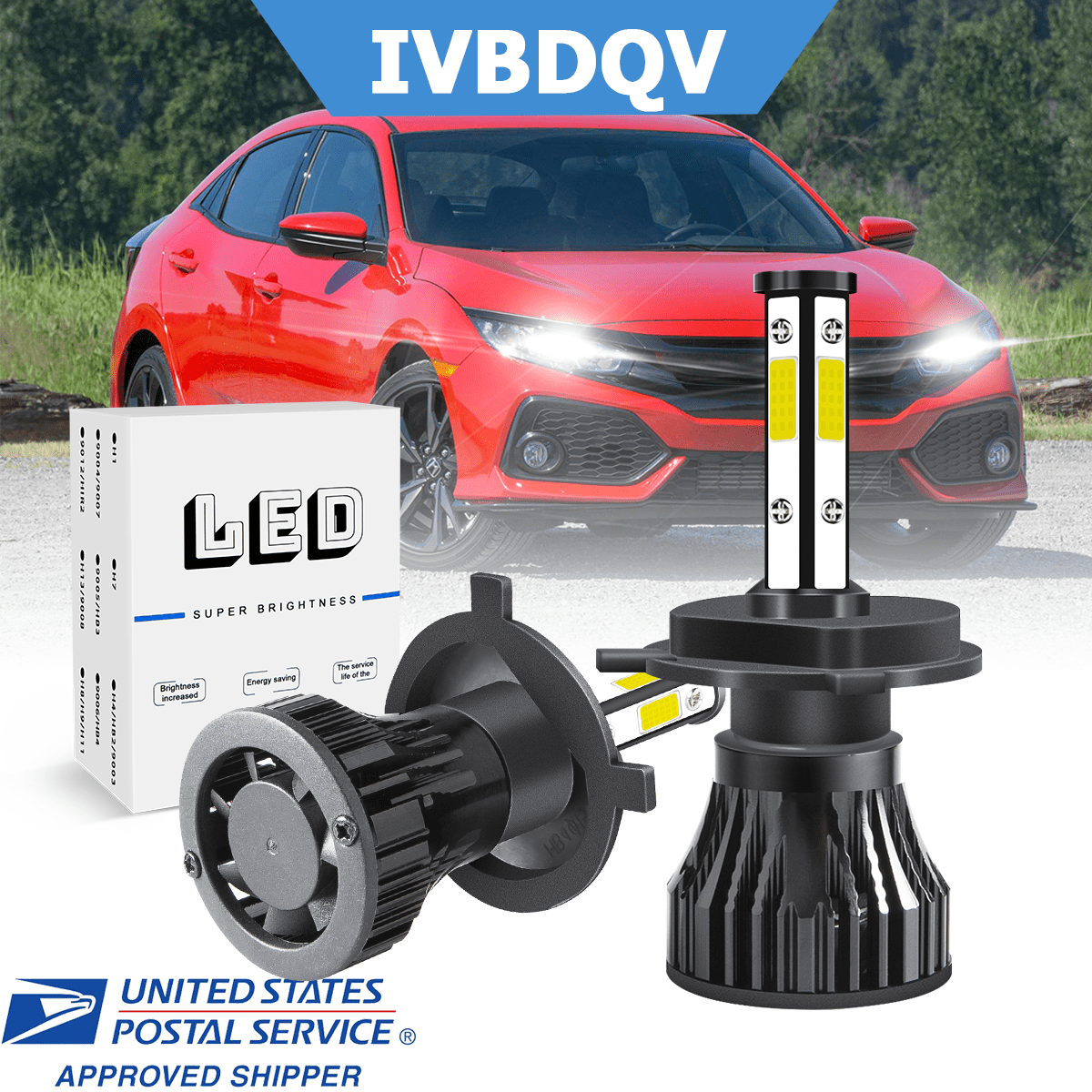 Pair H4/9003 LED Headlights For Honda Civic 1992-2003 High/Low Beam ...