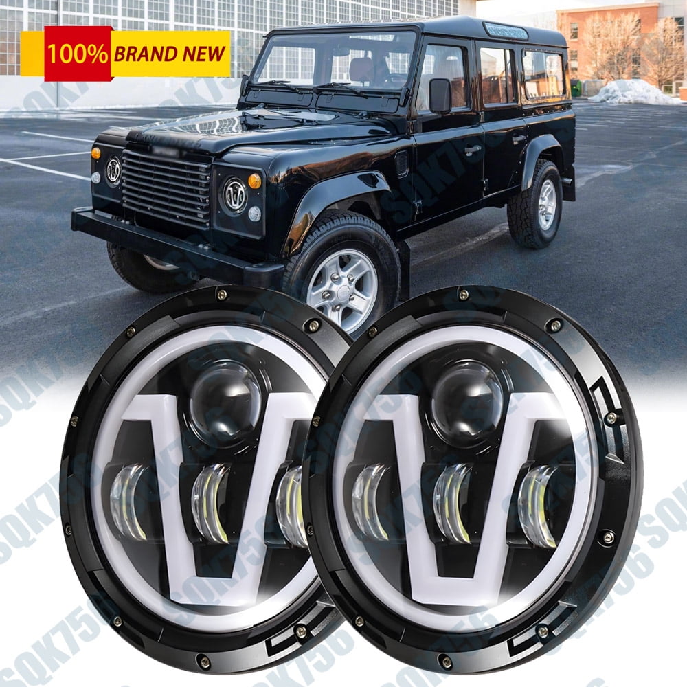 Pair H6024 7inch Halo LED Headlights For Land Rover Defender 110 90 ...