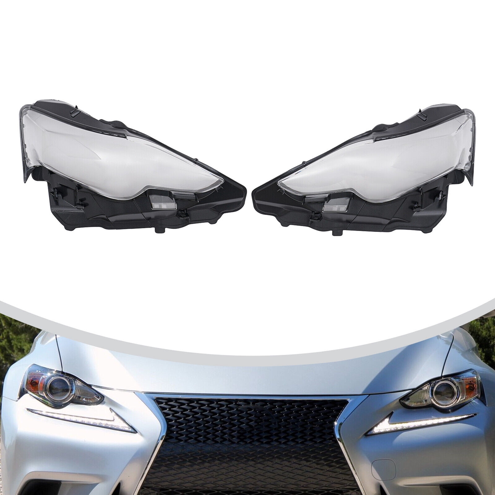 Pair Headlight Covers Left & Right Headlamp Covers for 14-16 Lexus ...
