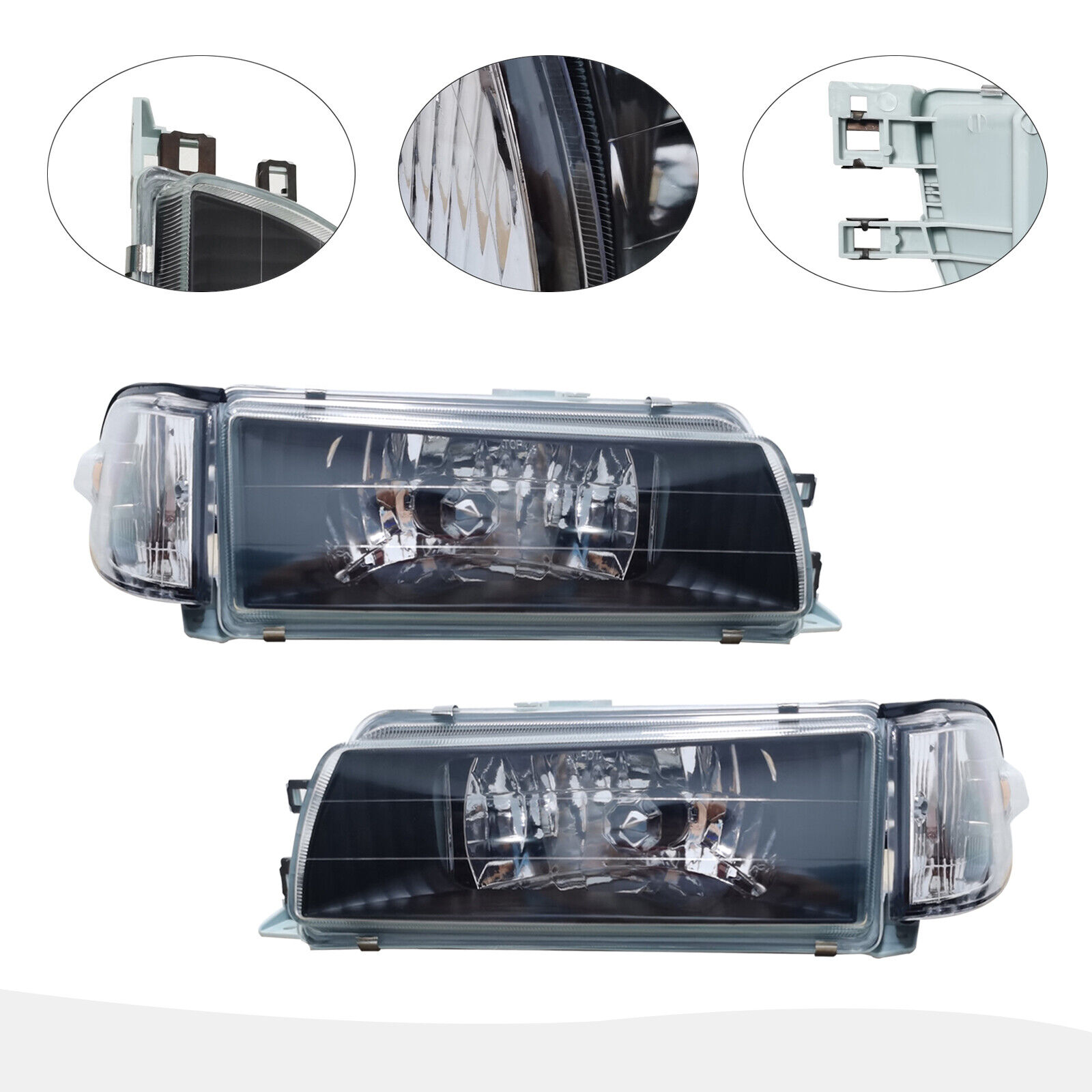 Pair Headlight Headlamp LH+RH For Toyota Corolla Sedan AE92-E90-EE90 ...